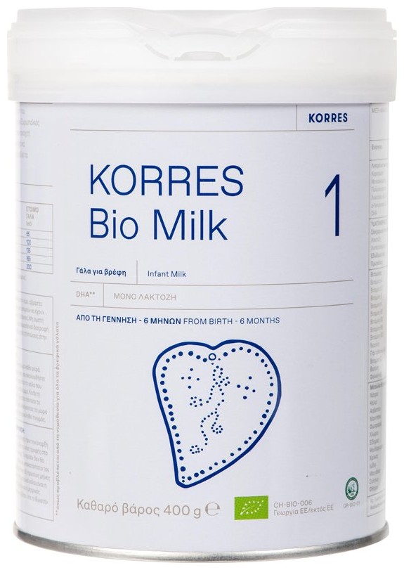 Korres Bio Milk 1 Βιολογικό Αγελαδινό Γάλα για Βρέφη 0-6 μηνών 400gr με ...